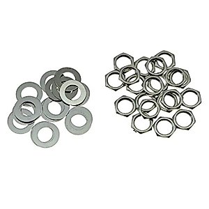 KAISH 20pcs USA thead Guitar Input Output Jack Socket Nut and Washer Guitar Jack Nuts for Switchcraft Sockets Nickel