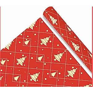 ARAOUE Christmas wrapping paper wrapping paper Christmas gift box snowflake elk color wrapping paper BZZ009 - Christmas tree on a red background (set of 5 photos)