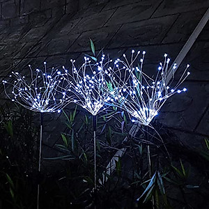 JJGoo Solar Garden Lights Solar Firework Lights, 2 Pack 120 LEDs 2 Lighting Modes Solar Lights Outdoor Waterproof for Garden Patio Walkway Pathway Party Wedding Decorative - Cool White