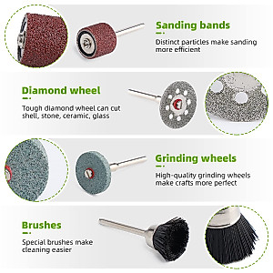 Huepar Tools Rotary Tool Accessories Kit, 510Pcs Accessories Kit,1/8 inch(3.2mm) Diameter Shanks, Universal Accessories for Easy Cutting, Sanding, Grinding, Carving, Polishing, Drilling and Engraving