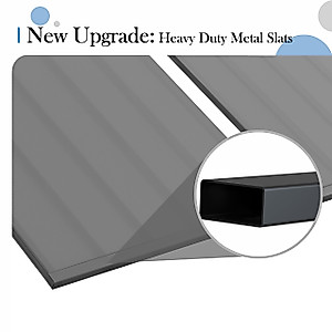 Juyoupro King Size Metal Bed Slat Compact Fabric Covered Vertical Mattress Support Bunkie Board,Box Spring Replacement,Grey