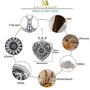 SOULMEET Sterling Silver Cameo Sunflower Cremation Necklace for Ashes Cherish URN Memories Jewelry to Keep Someone Near to You