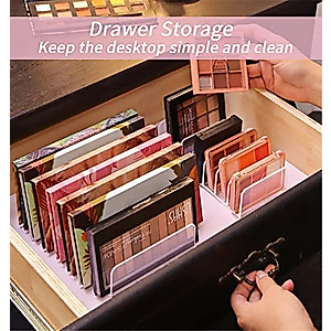yzexi 2 Pcs Eyeshadow Palette Organizer Use for Bathroom Countertops, Wardrobe, Shelf, Drawer, Sunglasses, Wallet, Contour Kit (Cosmetic Storage Box Small&Large) Makeup (Clear), 7.08x5.12x1.97 in