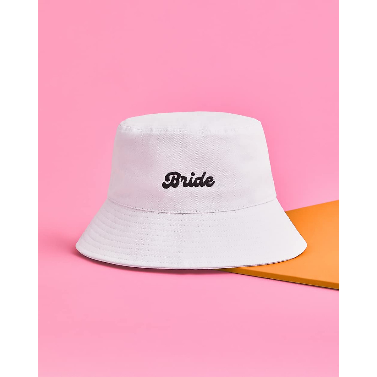 xo, Fetti Bachelorette Party Decorations White Bride Bucket Hat | Bridal Gift, White and Black Embroidered, Cotton, Engagement