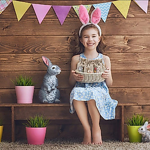 STEFORD Easter Burlap Drawstring Gift Bags,24 PCS Easter Jute Linen Burlap Treat Candy Bags for Easter Favors Supplies