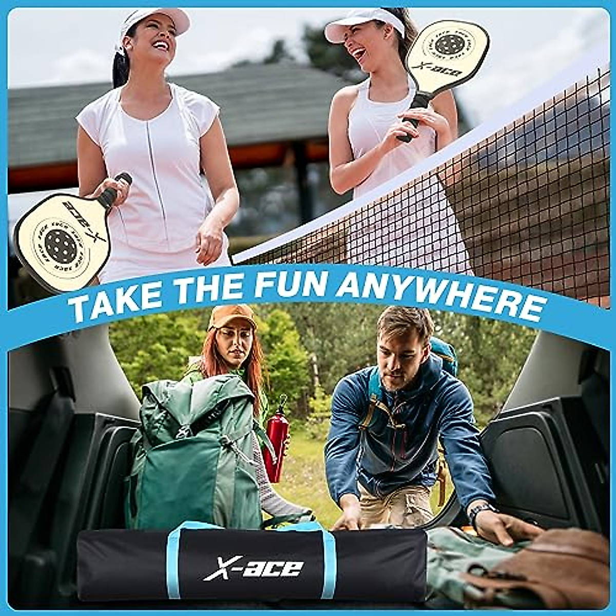 X-ACE Pickleball Net Set with Wheels for Home22FT Regulation Size Portable Pickleball Net for Driveway,Steady Matte Steel Frame (Net with Wheels)