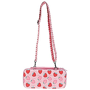 SOLUSTRE Carry Case for Switch Lite Console Fruit Design Cross- body Bag Joystick Portable Cover Cases Game Console Bag Crossbody Handbag for Switch Lite Red