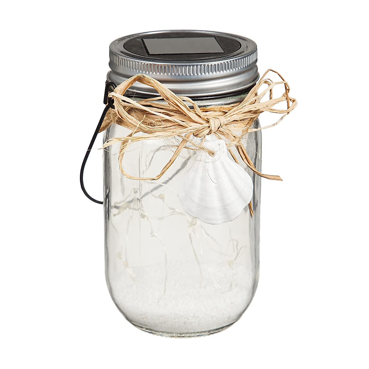 Evergreen Solar Coastal Lantern, White Sea Shell Durable and Well Made Garden Accent for Home Patio Yard