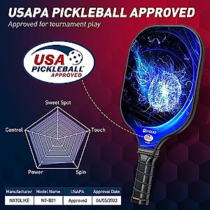 NATOLIKE Pickleball Paddles, USAPA Approved Lightweight Pickleball Paddles Set of 4, Fiberglass Surface & Polypropylene Core Pickleball Set, 4 Pickleball Rackets, 4 Balls, 4 Cooling Towels & Carry Bag