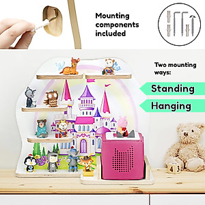 stadtecken Wooden Shelf for Music Box I Suitable for The Toniebox and ca. 35 Tonies I Perfect Storage in The Children's Room I for Setting up or Hanging (Medium, Fairy Tale Castle)