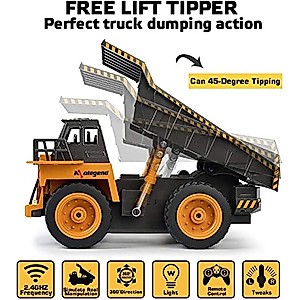 kolegend Remote Control Dump Truck RC Truck Construction Vehicle Truck Toys with Rechargeable Battery for Toddlers Kids Boys and Girls