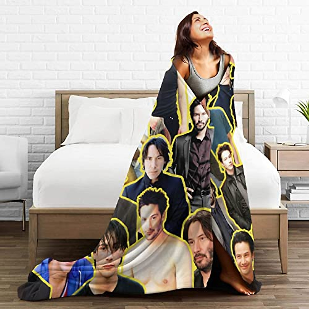 Blanket Keanu Reeves Soft and Comfortable Warm Fleece Blanket for Sofa, Office Bed car Camp Couch Cozy Plush Throw Blankets Beach Blankets