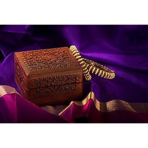 Artncraft Jewelry Box Novelty Item, Unique Artisan Traditional Hand Carved Rosewood Jewelry Box From India Inside