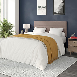 Flash Furniture Paxton Upholstered Headboard - Channel Stitched Taupe Fabric Upholstery - Queen - Adjustable Height from 44.5" to 57.25" From Floor