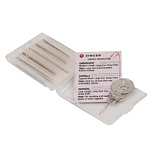 SINGER 07370 Hand Sewing Needles in Compact with Needle Threader, Assorted Sizes, 30-Count
