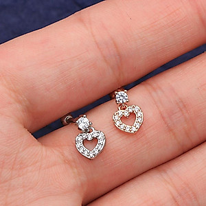 OUFER 16G 316L Stainless Steel Cartilage Earring Stud Heart Shape Dangle Helix Earrings Body Ear Piercing