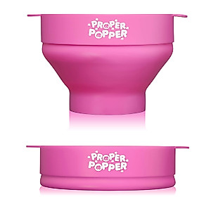 The Original Proper Popper Microwave Popcorn Popper, Silicone Popcorn Maker, Collapsible Bowl BPA Free & Dishwasher Safe - (Pink)