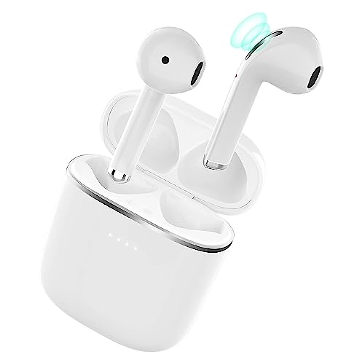 Wireless Earbuds Bluetooth 5.0 Headphones with Charging Case, IPX8 Waterproof, 3D Stereo Air Buds in-Ear Ear Buds Built-in Mic, Open Lid Auto Pairing for Android/Samsung/Apple iPhone - White