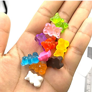FRUTA 100pcs Resin Gummy Bear Charms Pendants Resin Bear Keychains Colorful Bear Candy Necklace Charms for DIY Craft Project Supplies