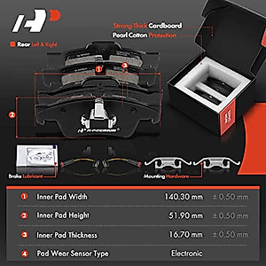 A-Premium 13 inch(330.3 mm) Rear Solid Disc Brake Rotors + Ceramic Pads Kit Compatible with Select Mercedes-Benz Models - W164 ML320/ML350/ML450/ML500, W251 R320/R350/R500, 6-PC Set