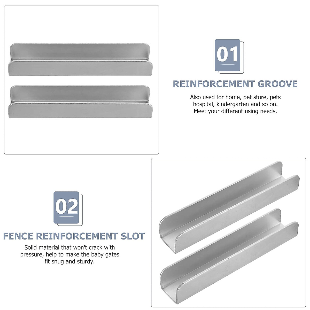 LALAFINA Fence Reinforcement Grooves 2PCS U Shaped Pet Gates Groove Steel Gate Door Reinforcement Tools Reinforcement Groove Fittings