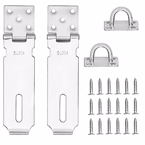 2 Pack Padlock Hasp Door Locks Hasp Latch,5 inch Heavy Duty 304 Stainless Steel Security Hasps for Padlock, 2 mm Extra Thick Door Gate Bolt Lock with 18 Mounting Screws