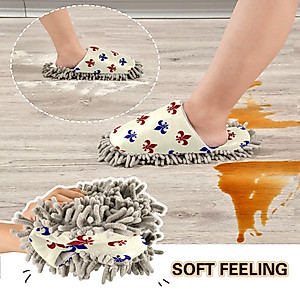 FLildon Microfiber Cleaning Slippers Mardi Gras Washable Mop Shoes Slipper for Men/Women House Floor Dust Cleaner, Size L