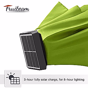 FRUITEAM 7.5 Feet Solar 24 LED Lighted Umbrella-Solar Umbrella Lawn and Garden w/Easy Tilt Adjustment, Market Umbrella Adjustment and Crank Lift System for Patio