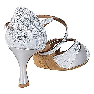 Rummos Womens Dance Shoes Elite Paloma 084/009 - Leather White/Silver - Regular Fitting - 2.25" 60R Flare Heel - Size: EUR 38,5