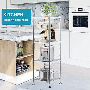 susunnus Stainless Steel Shelves 13.8in-3 Tier, Corner Shelf, Storage Shelves, Narrow Metal Shelf, Stainless Steel Shelf, Kitchen Storage Rack for Small Spaces Tall Skinny Shelf