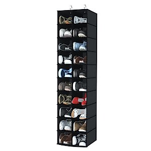 Libeder Hanging Shoe Organizer for Closet, Hanging Closet Organizers 20 Section Shoe Shelves, Space Saving Shoe Holder & Storage, Black, 12''W×12''Dx 50''H