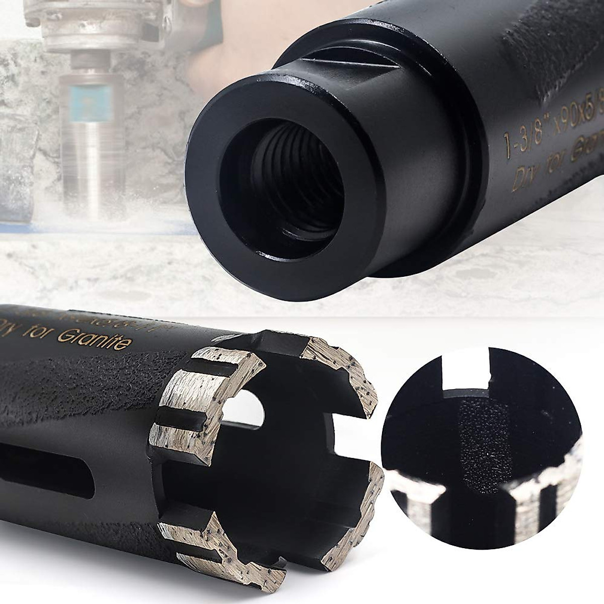 Diapro 2Pcs/ Box 1-3/8'' Dry Diamond Core Drill Bit 5/8'-11 Thread for Granite 35mm Masonry Coring