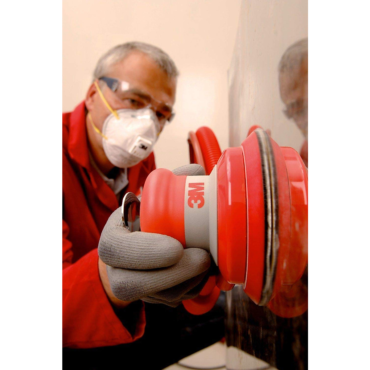 Cubitron Random Orbital Sander – Pneumatic Palm Sander – 6” x 3/16” Diam. Orbit – Stikit Disc Pad – For Wood, Composites, Metal – Original Series