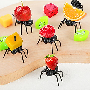 36Pcs Ant Toothpicks Fruit Dessert Fork, Cute Food Picks for Bug Themed Birthday Party Halloween Party Decorations Supplies Reusable Appetizer Forks for Picnic Themed Party Decorations
