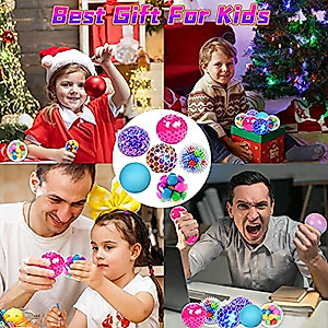 Squishy Stress Balls for Kids and Adults - 6 Balls Water Bead Stress Balls Balls Sensory Ball Squeeze Ball Fidget Toys Set for Anxiety Autism ADHD and More