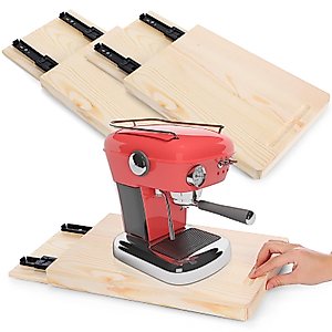 2 Pcs Wooden Kitchen Appliances Slider Handy Sliding Tray for Coffee Maker Kitchen Appliance Moving Caddy Countertop Slider with Smooth Rolling Wheels for Blender, Toaster, Air Fryer