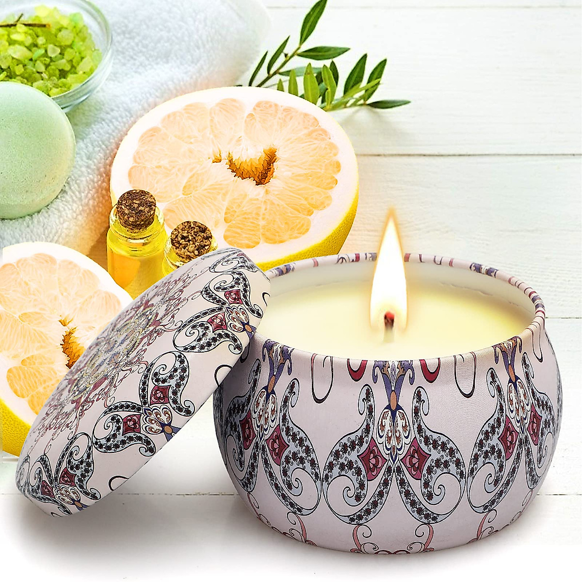 YMing Scented Candles Gifts for Women Mom, 8% Essential Oil, 4 Pack Soy Candles for Home Scented, 120H Burning Time, Stress Relief Gifts for Girlfriend, Teacher, Mom, Anniversary, Birthday, Christmas