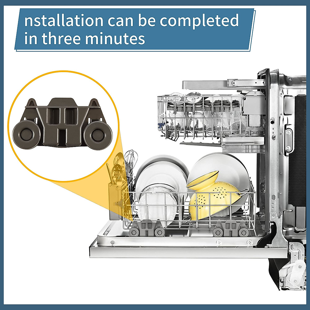 UPGRADED W10195416 (Packs of 4), Resistant to Rust Dishwasher Wheels Lower Rack for Kitchenaid Whirlpool Maytag Kenmore. Dishwasher Rack Parts W10195420 AP5983730 W10579095A Replacement Wheels