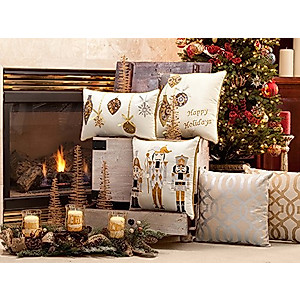 Pillow Perfect Holiday Ornaments Throw Pillow, 16.5" x 16.5", Gold