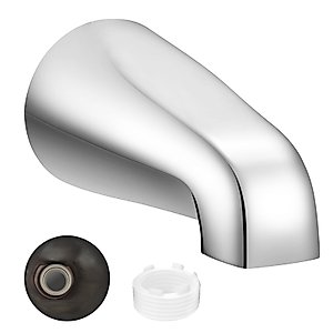 Universal Bath Tub Spout with Adapter, Bathtub Faucet Spout Without Diverter, 5" Length Bathtub Spout for 1/2'', 3/4'' IPS Inside Thread Connection and Tub/Shower Faucet (Chrome)