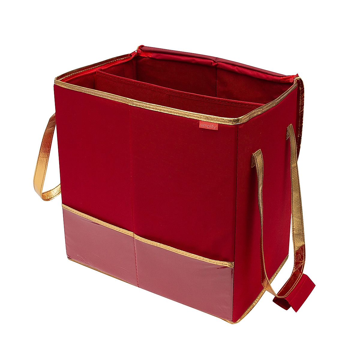 Simplify Gift Bag Organizer | Dimensions: 10.5"x 16"x 16" | Stores Gift Bags | Ribbon | Tissue Paper | Gift Cards | Large Reinforced Handles | Red | Holiday Storage | Collapsible
