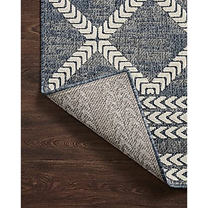 Loloi II Rainier Collection RAI-05 Denim/Ivory, Indoor/Outdoor 7'-10" x 10'-10" Area Rug