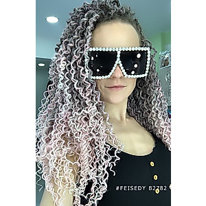 FEISEDY Oversized Sparkling Crystal Sunglasses Disco Diamond Flat Top Fashion Square Large Shades B2782