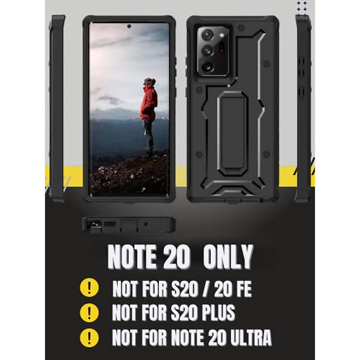 ArmadilloTek Vanguard Case Designed for Samsung Galaxy Note 20 5G (2020 Release) Military Grade Full-Body Rugged with Built-in Kickstand [Screenless Version] - Black