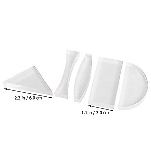 Baluue Optical Lens Set - Optical Glass Lens Semicircular Triangular Rectangular Lens Physics Demonstration Tools Equipment for Students, Experiment, Lab, 5Pcs