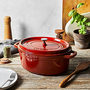 Staub Cast Iron Oval Cocotte, Dutch Oven, 5.75-quart, serves 5-6, Made in France, Burnt Orange