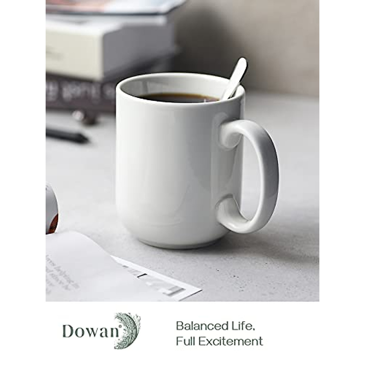 DOWAN 20 Oz Coffee Mugs Set of 6, Large White Coffee Mugs With Handles, Ceramic Coffee Cups for Coffee, Tea, Hot Cocoa, Large Mugs for Women Men, Party, DIY Gifts