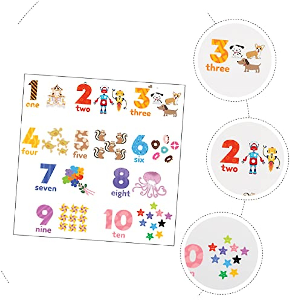VOSAREA 3 Sets Digital Cartoon Wall Sticker Wall Decoration Classroom Wall Decals Number Wall Stickers Kindergarten Wall Sticker Trendy Room Decor Cartoon Number Design Sticker