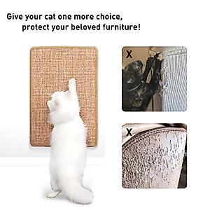 FUKUMARU Cat Scratcher Mat, 23.6 X 15.7 Inch Natural Sisal Cat Scratch Mats, Horizontal Cat Floor Scratching Pad Rug with Sticky Velcro Tapes, Protect Couch and Carpets