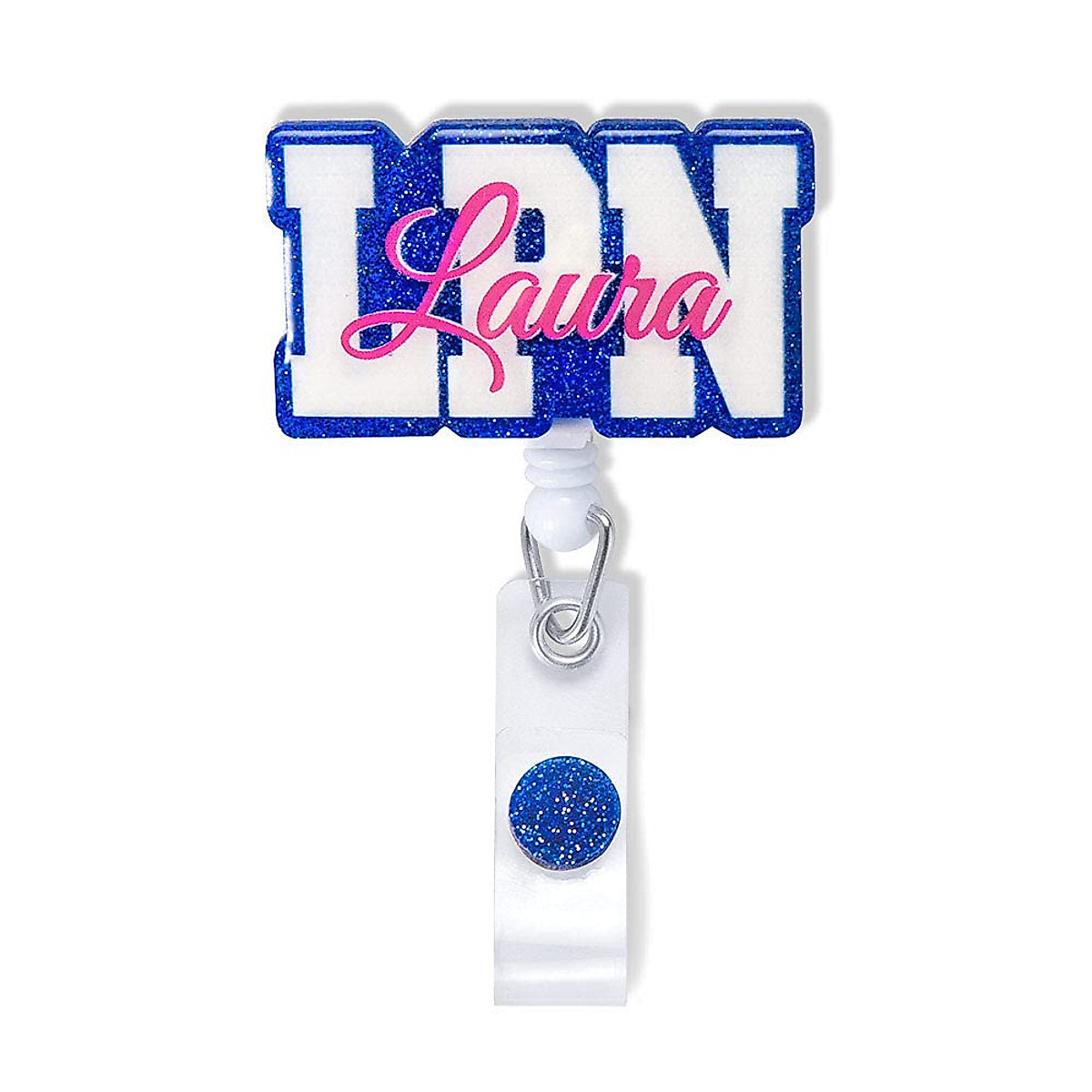 Custom Retractable Cute Name PA LAB LPN TECH MD RMA BSN EMT CNA LVN RN ID Badge Reels Holder for Nurse Coworkers Employee Hospital Doctor